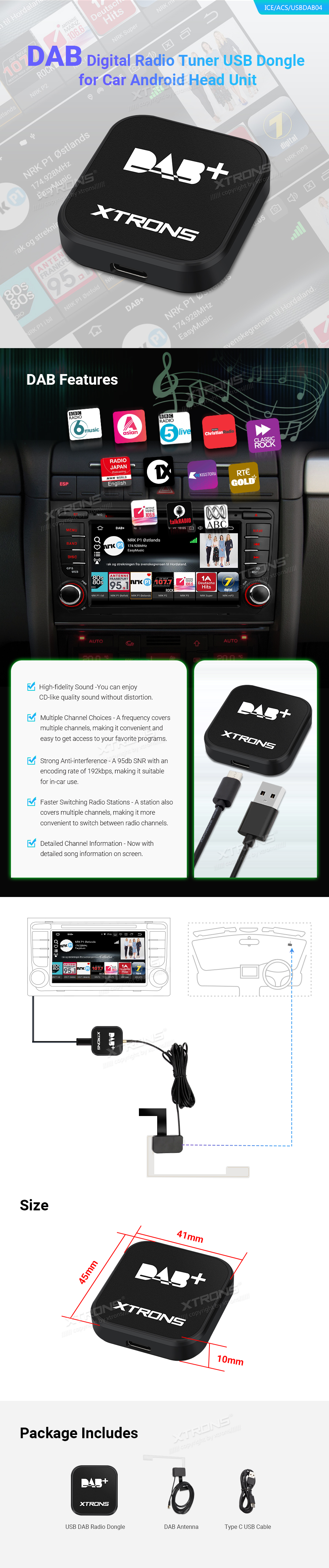 USB Dongle DAB Digital Radio Tuner for Android Car Stereos Car DVD ...